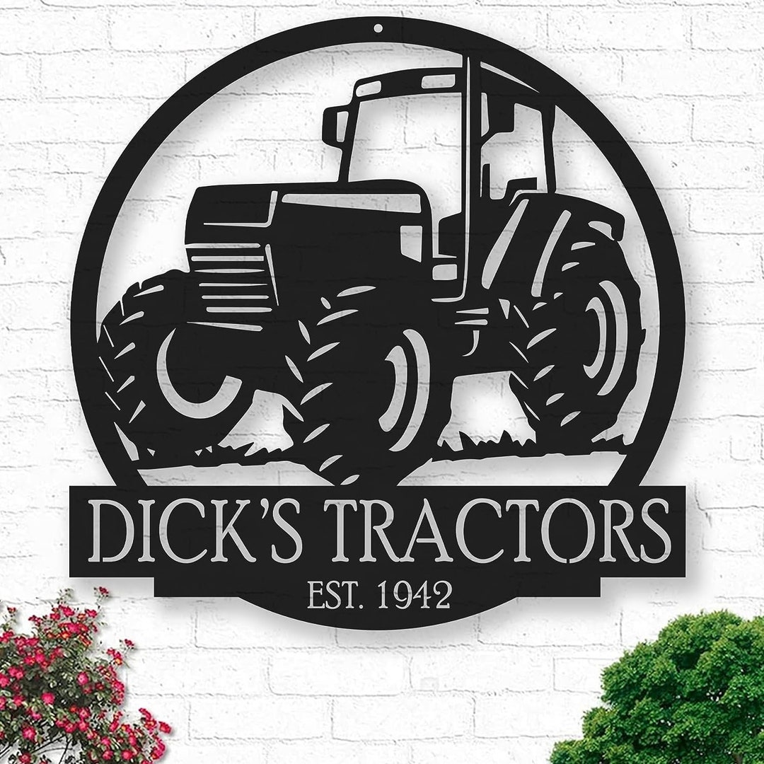 Custom Name Metal Tractor Sign, Tractors Farn Metal Custom Farm Sign ...