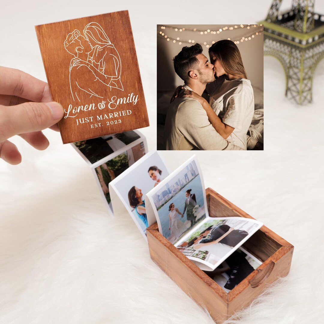Pull Out Photo Album Custom Wooden Photo Box Personalized Memory ...
