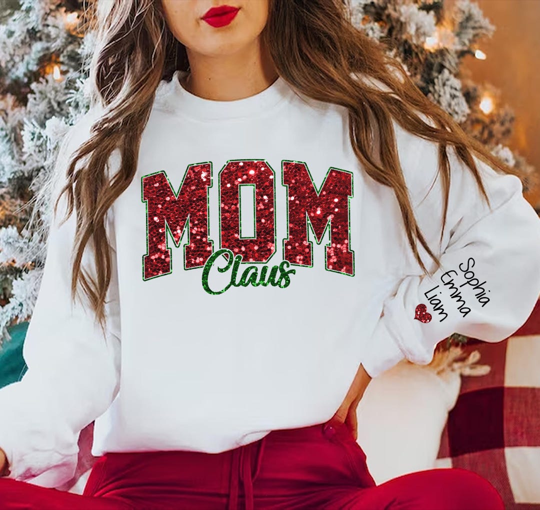 Personalized Glitter Mom Sweatshirt, Mom Sweater, Glitter Custom Mom ...