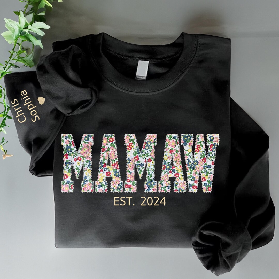 Personalized Embroidered Applique Mamaw Sweatshirt, Mamaw Sweater ...