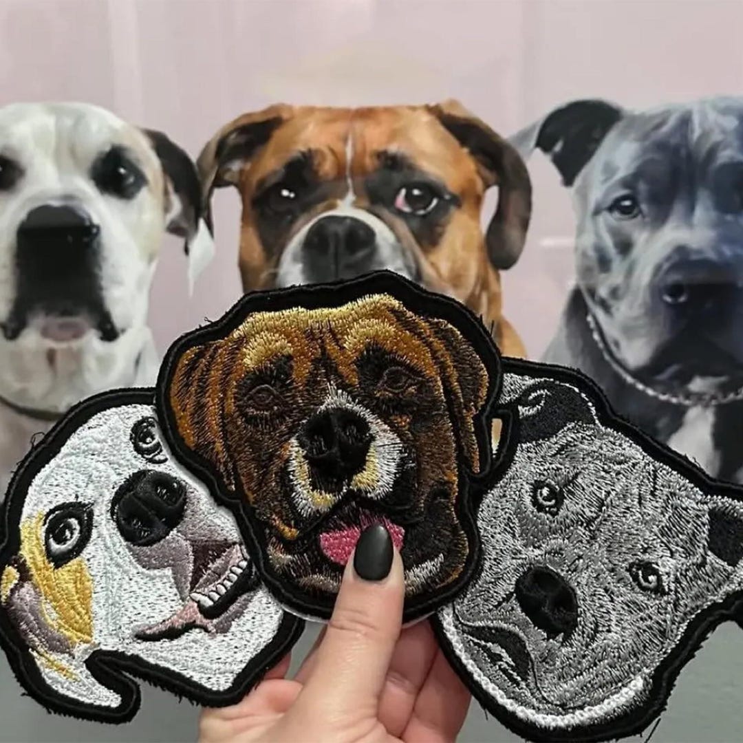 Custom Embroidered Pet Portrait Patches, Dog Patches Embroidered, Cat ...