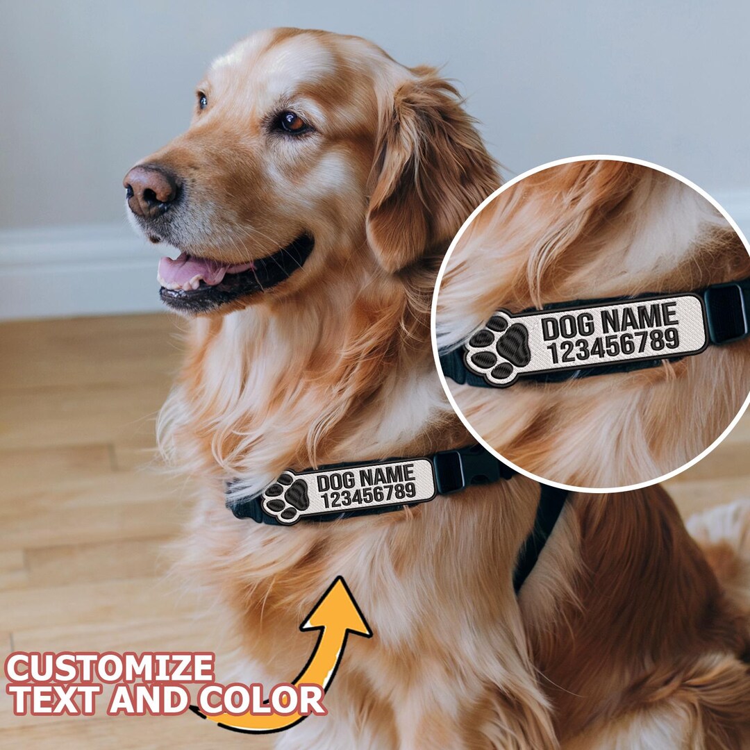 Custom Dog Name Patch, Personalized Pet ID Patch, Embroidered Dog Tag ...