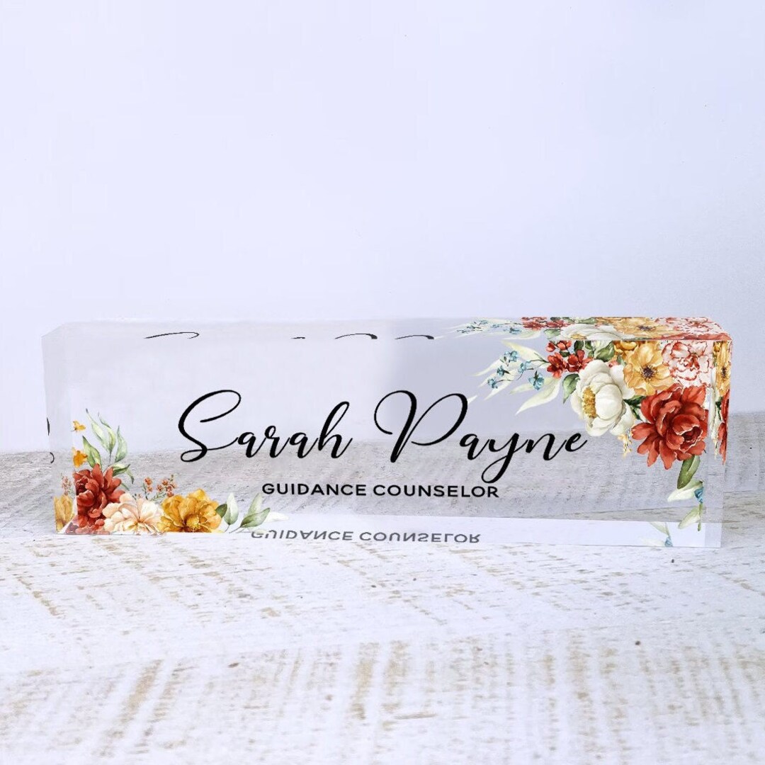 Custom Office Desk Name Plate Plaque, Acrylic Desk Plate Gift for ...
