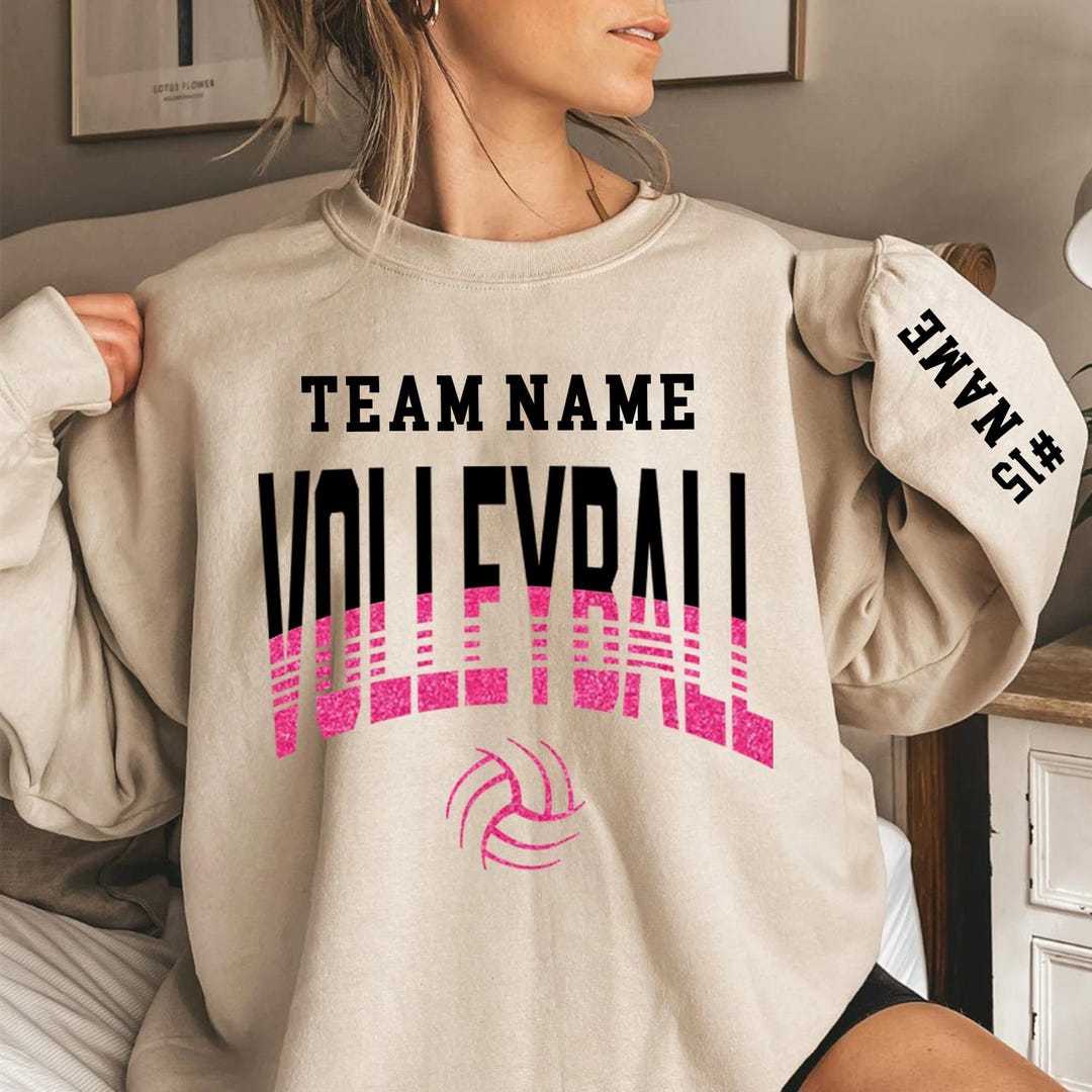 Personalized Glitter Volleyball Mom Sweatshirt, Leopard Volleyball Mom ...