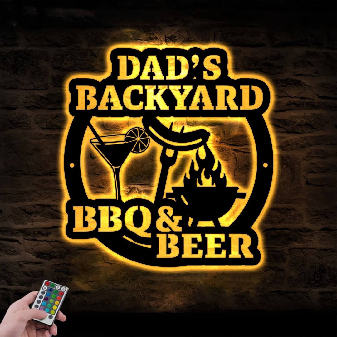 Personalized BBQ Grill Sign Metal Wall Art With Name, Custom Backyard ...