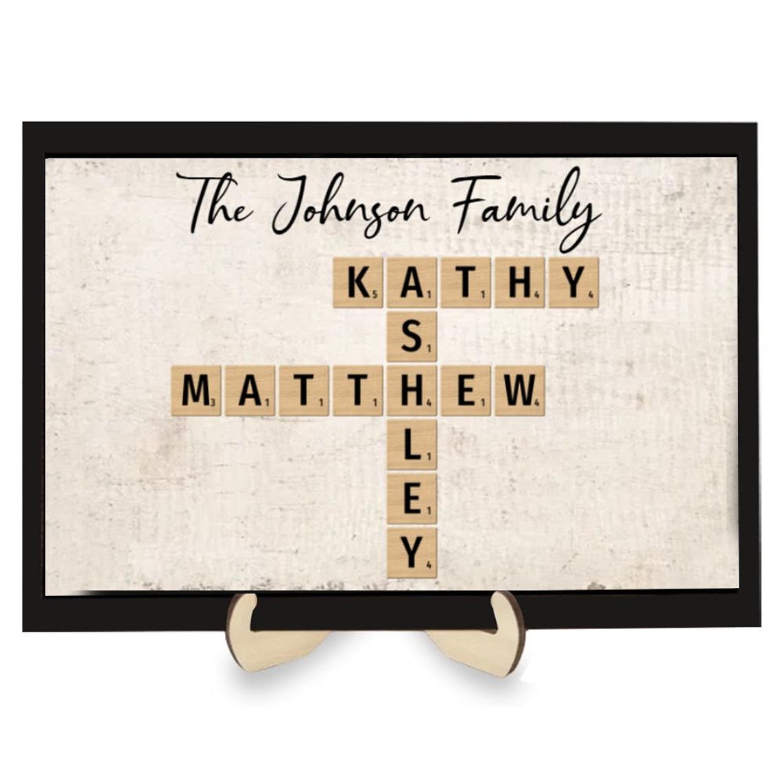 Personalized Our Family Crossword Wooden Plaque, Custom Family Name ...