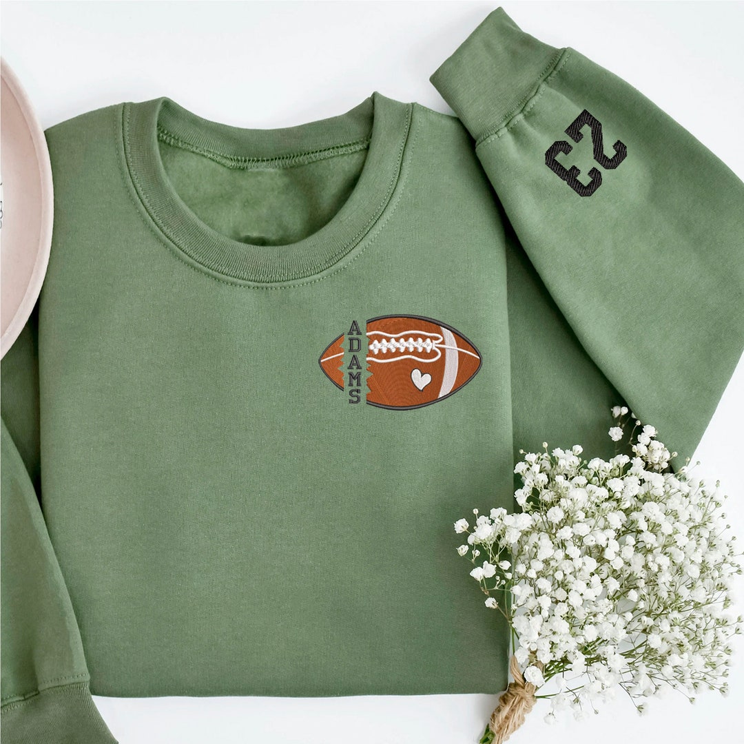 Personalized Football Embroidered Sweatshirt, Custom Football Name and ...