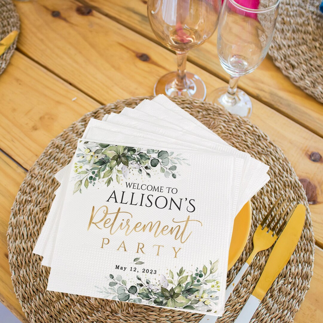 Personalized Retirement Napkins Custom Retirement Party Napkins Happy ...