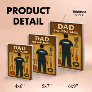 Personalized Dad the Mechanic Acrylic Block Gift, Custom Car Mechanic ...