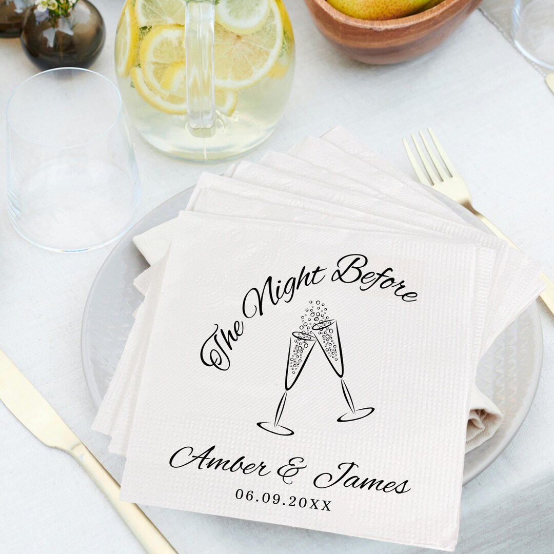 The Night Before Napkins, Custom Rehearsal Dinner Napkins, Personalized ...