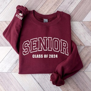 Custom Embroidered Senior Sweatshirt, Senior 2024 Shirt, Graduation ...