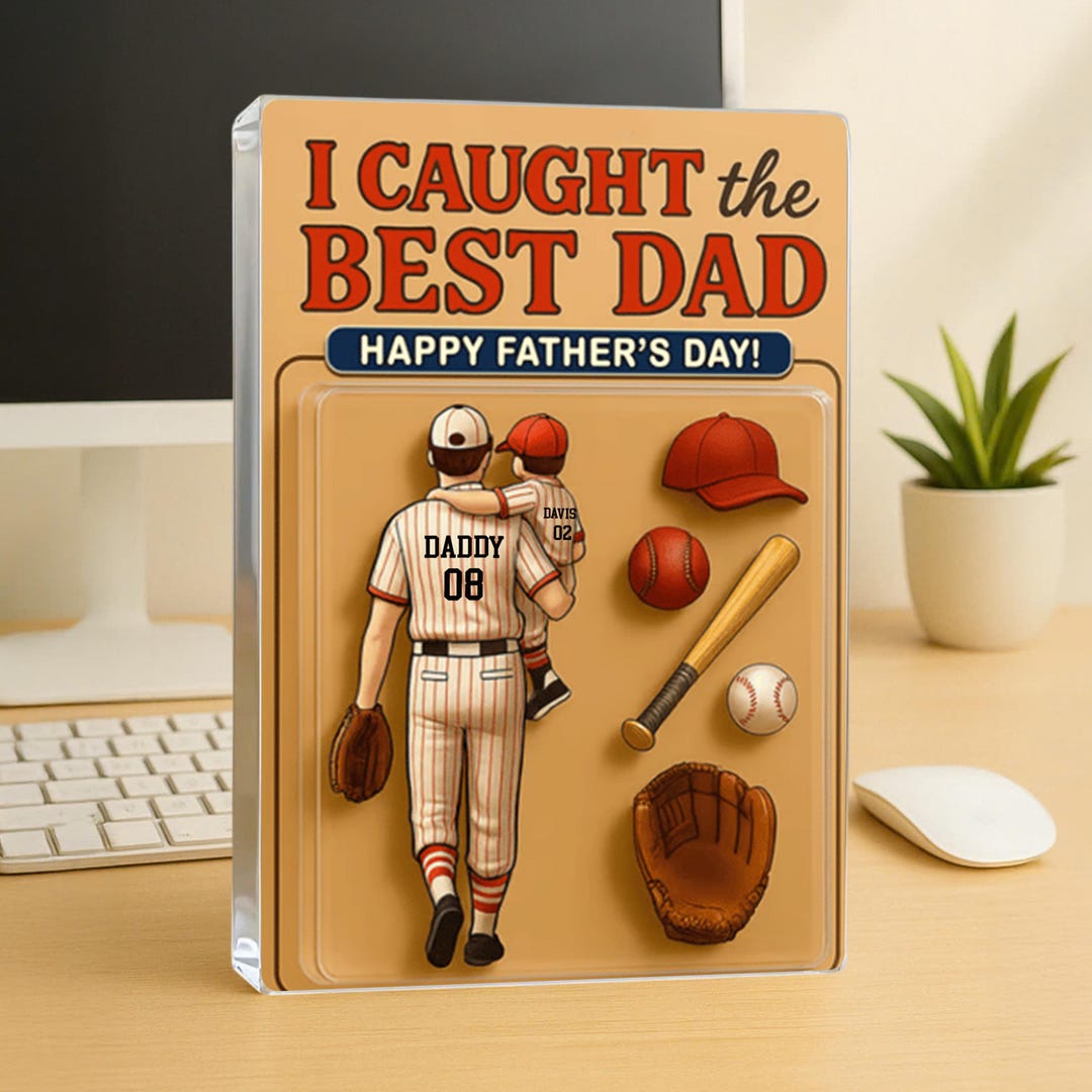 We Caught the Best Dad Baseball Custom Figure Personalized Acrylic ...