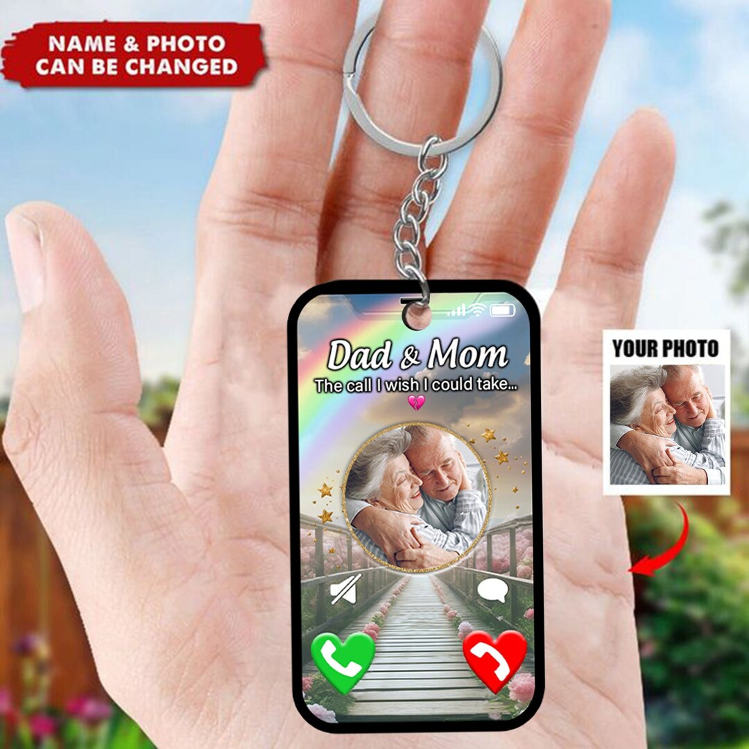 The Call I Wish I Could Make Keychain, the Call I Wish I Could Take Keychain, Custom Photo ...