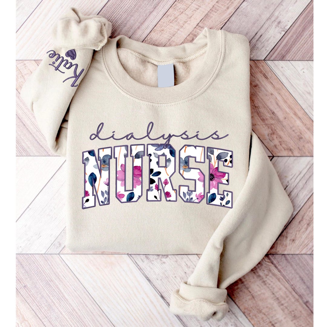 Embroidered Dialysis Nurse Floral Sweatshirt, Nurse Floral Sweater ...