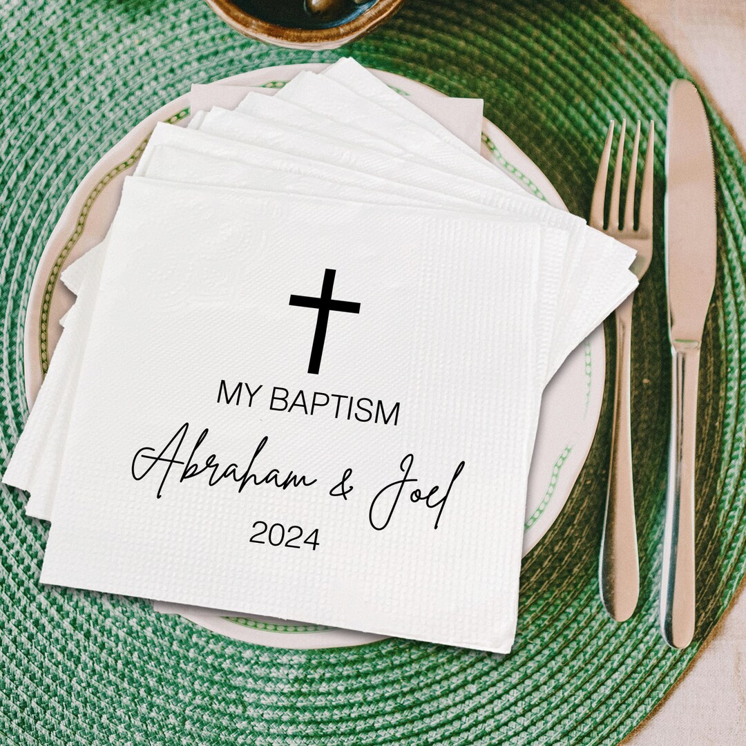 Custom Baptism Napkins With Saint Name, Napkins for the Baptism Party ...