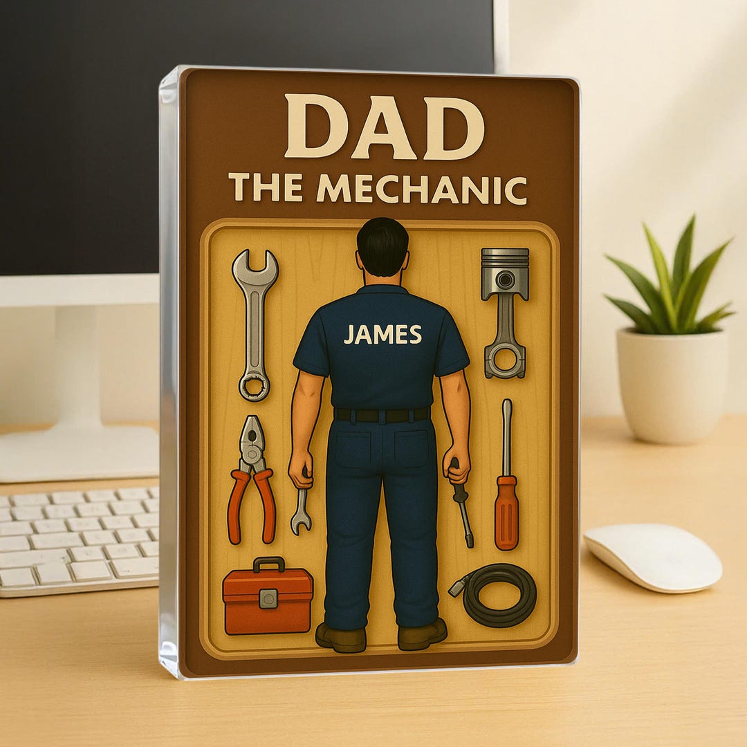 Personalized Dad the Mechanic Acrylic Block Gift, Custom Car Mechanic ...