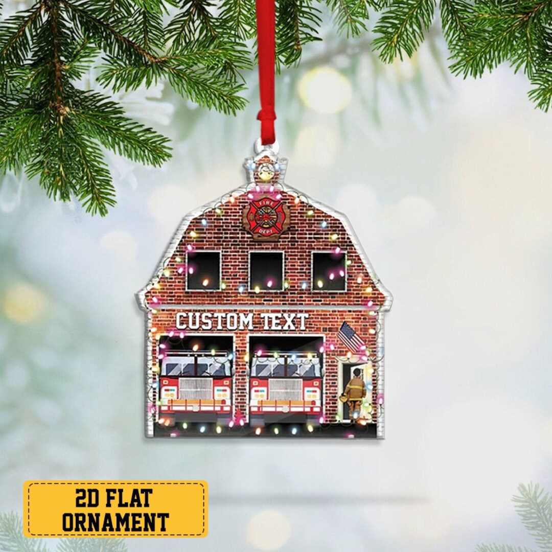 Custom Firehouse Christmas Ornament, Fire Department Xmas Hanging Tree ...