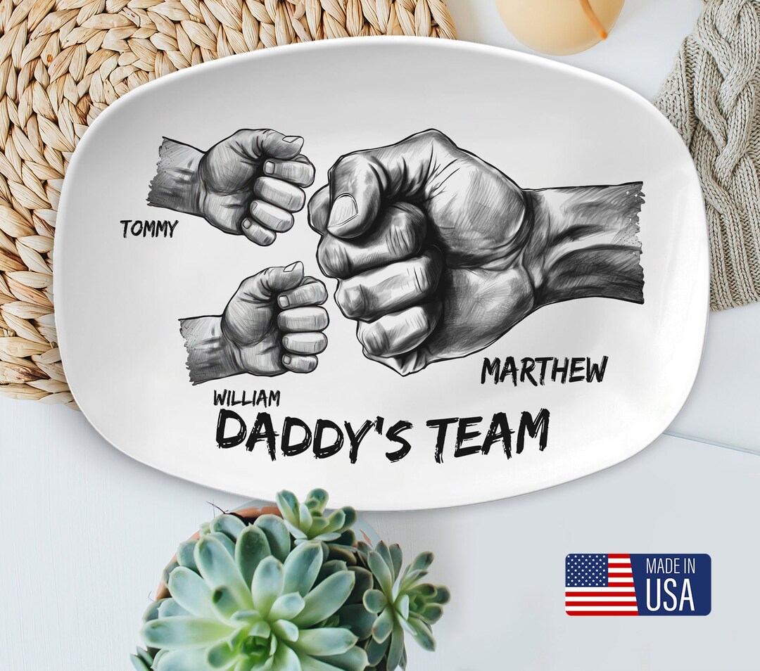 Personalized Dad's Team Fist Bump Platter, Fist Bump Family Hands ...