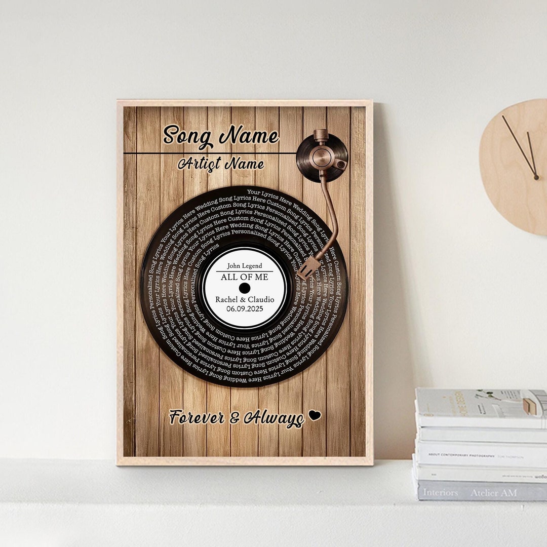 Personalized Vinyl Record Lyrics Poster, Custom Photo Wedding Song ...
