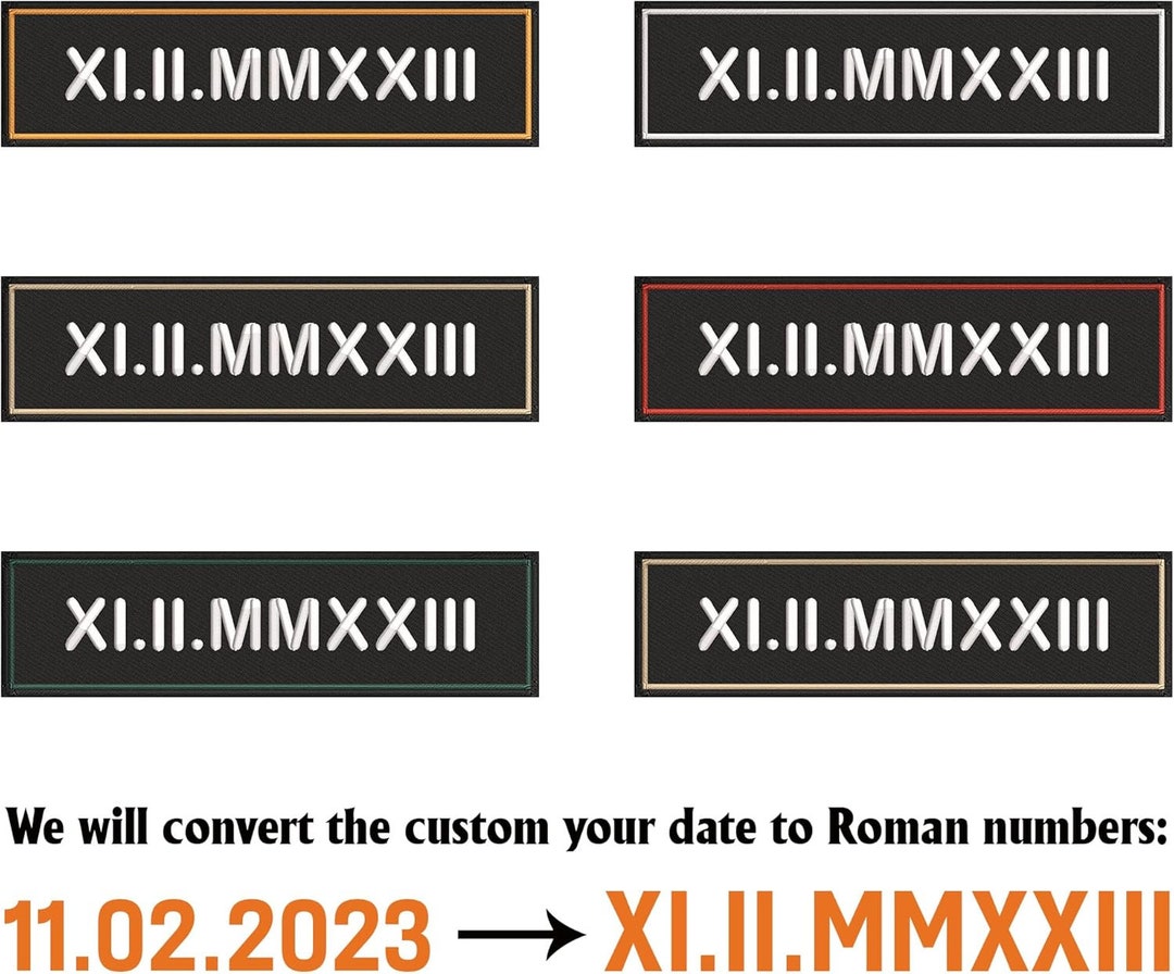 Personalised Date Couple Roman Numerals Embroidered Patches, Sew on ...
