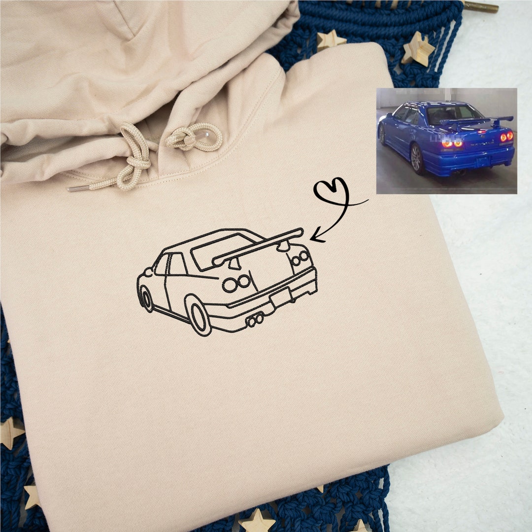 Custom Embroidered Car Outline Sweatshirt From Your Photo, Embroidered ...