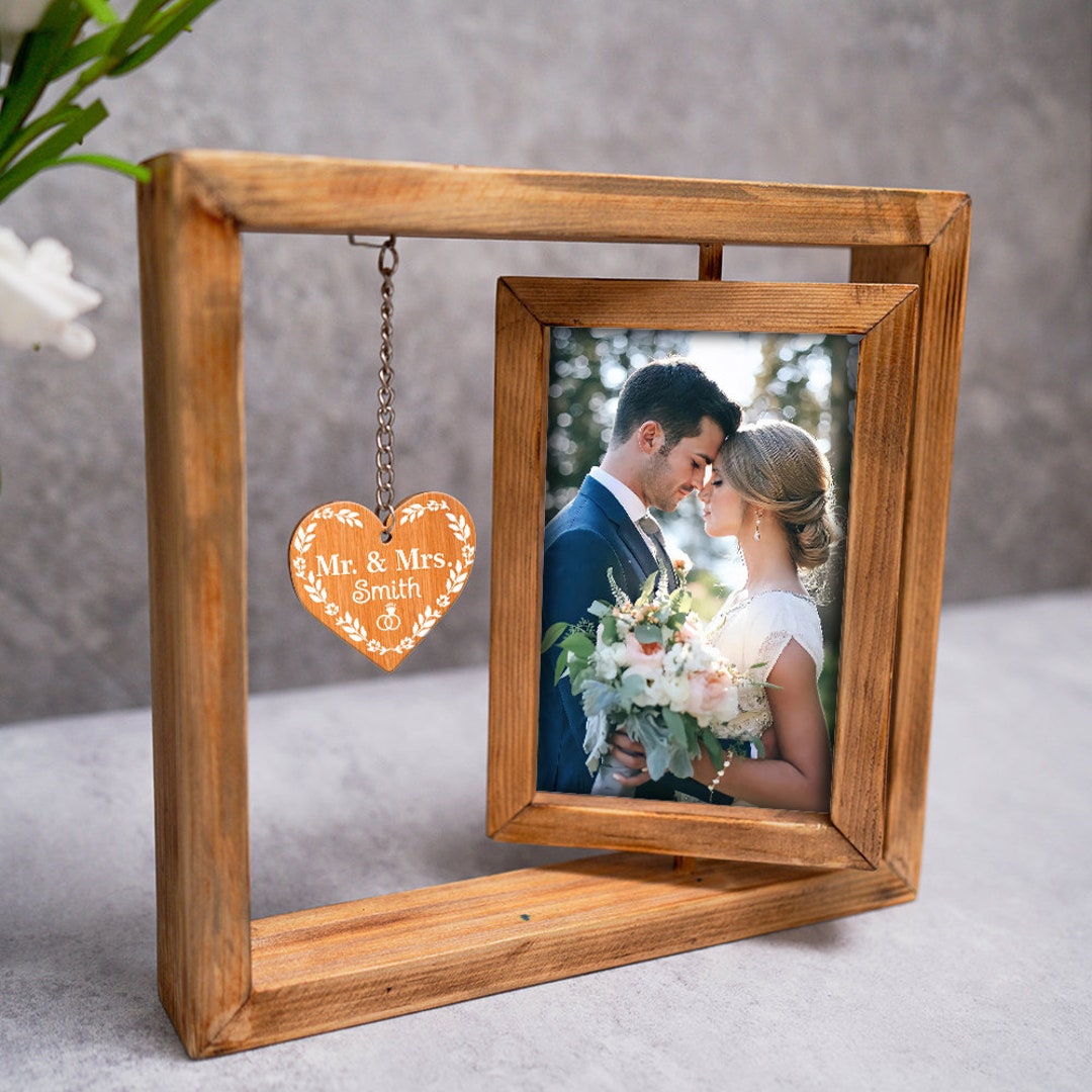 Custom Wooden Photo Frame for Couples, Wedding Day & Anniversary Gift ...