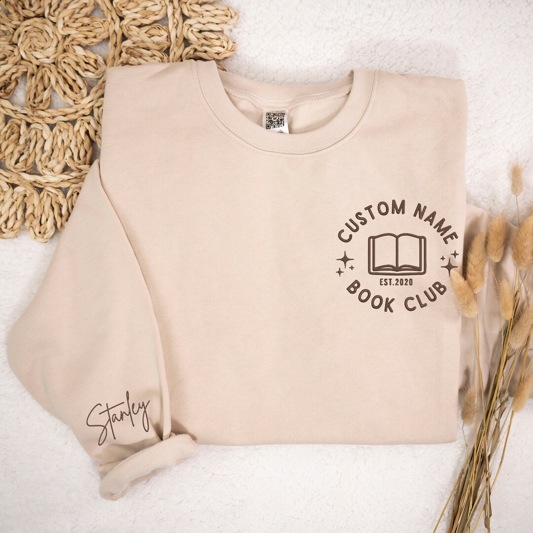 Custom Embroidered Book Sweatshirt, Book Club Sweatshirt, Bookish ...