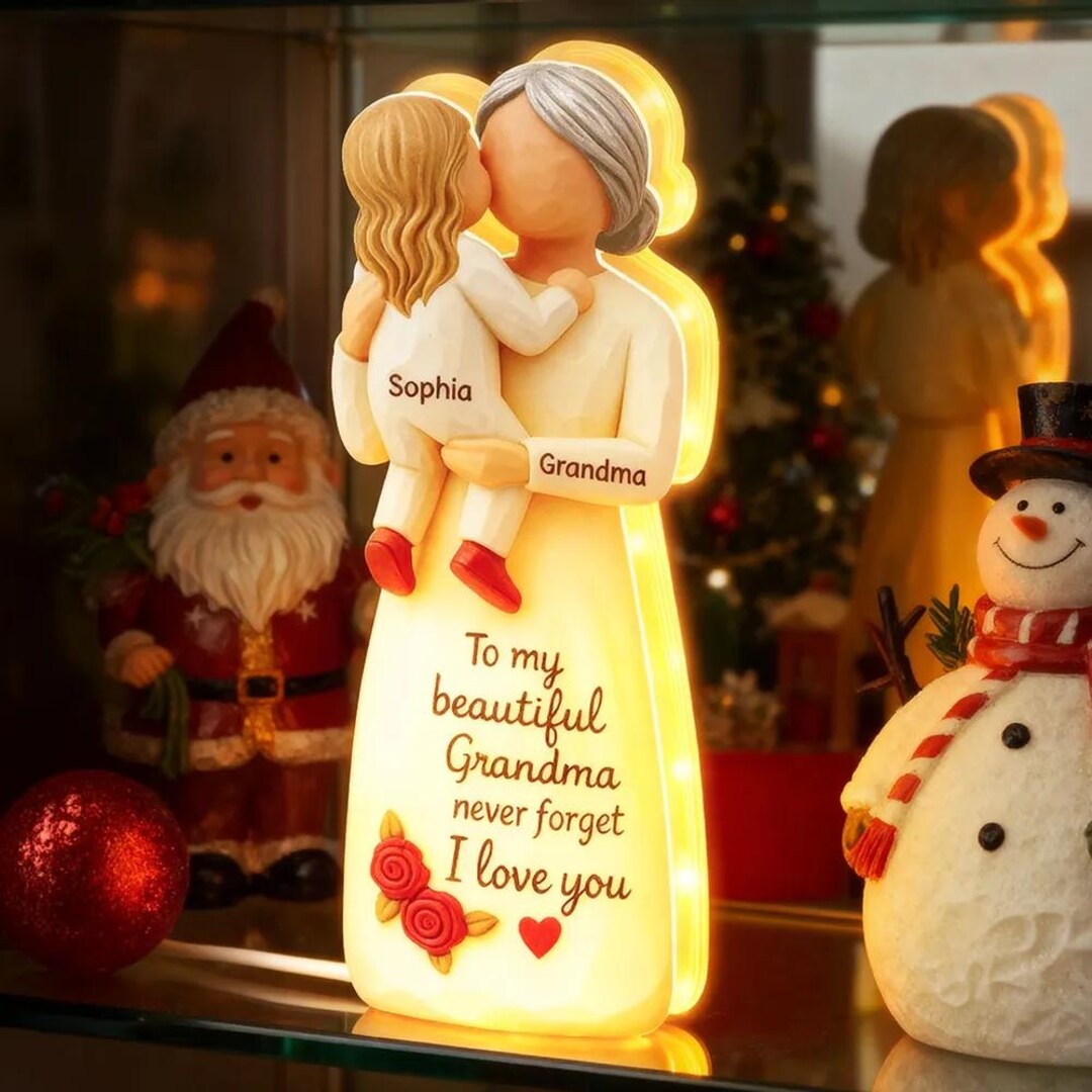 Grandma Hugging Grandkid 3D Effect - Personalized Light Box, Christmas ...