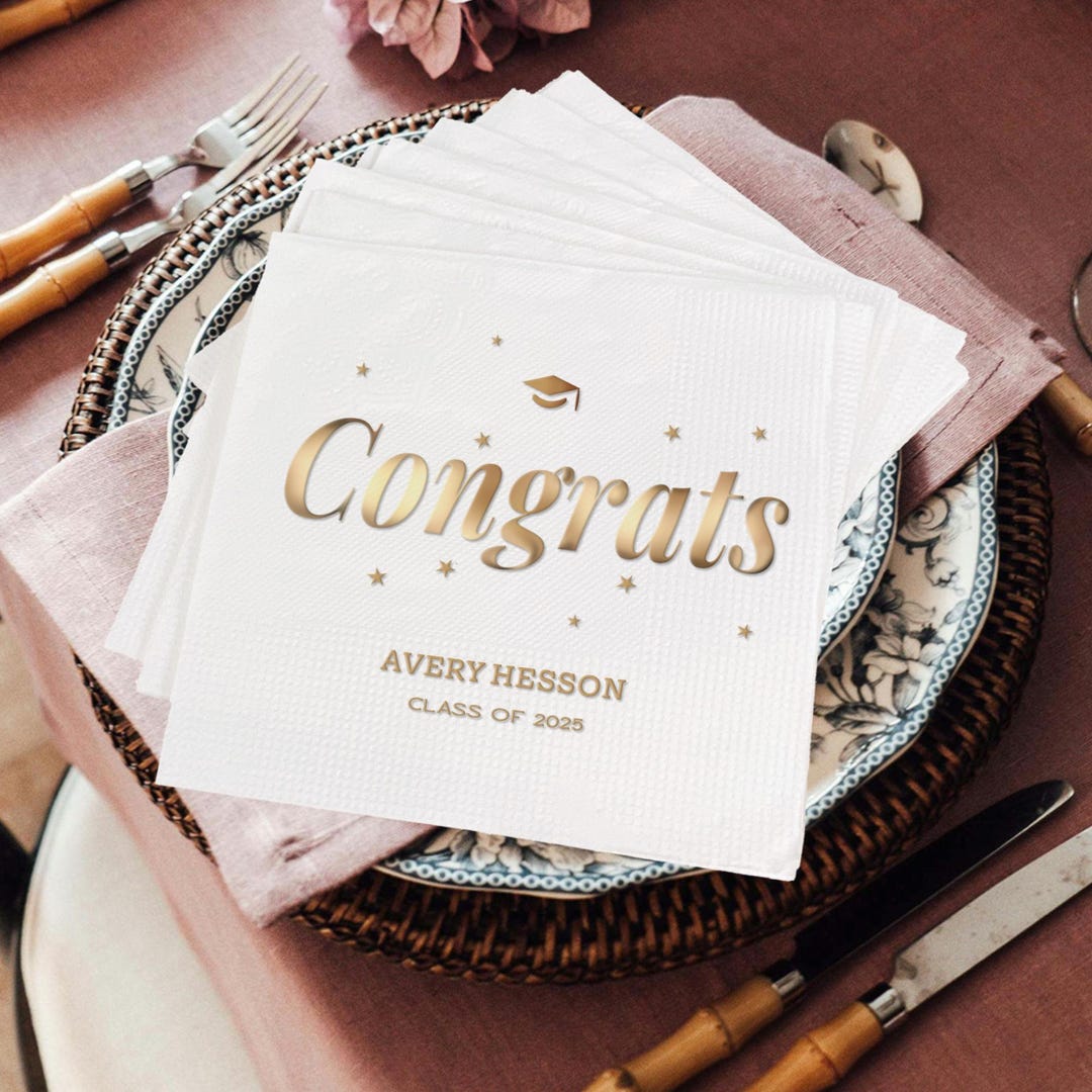 Custom Graduation Napkins, Class of 2025 Graduation Napkins, Grad ...