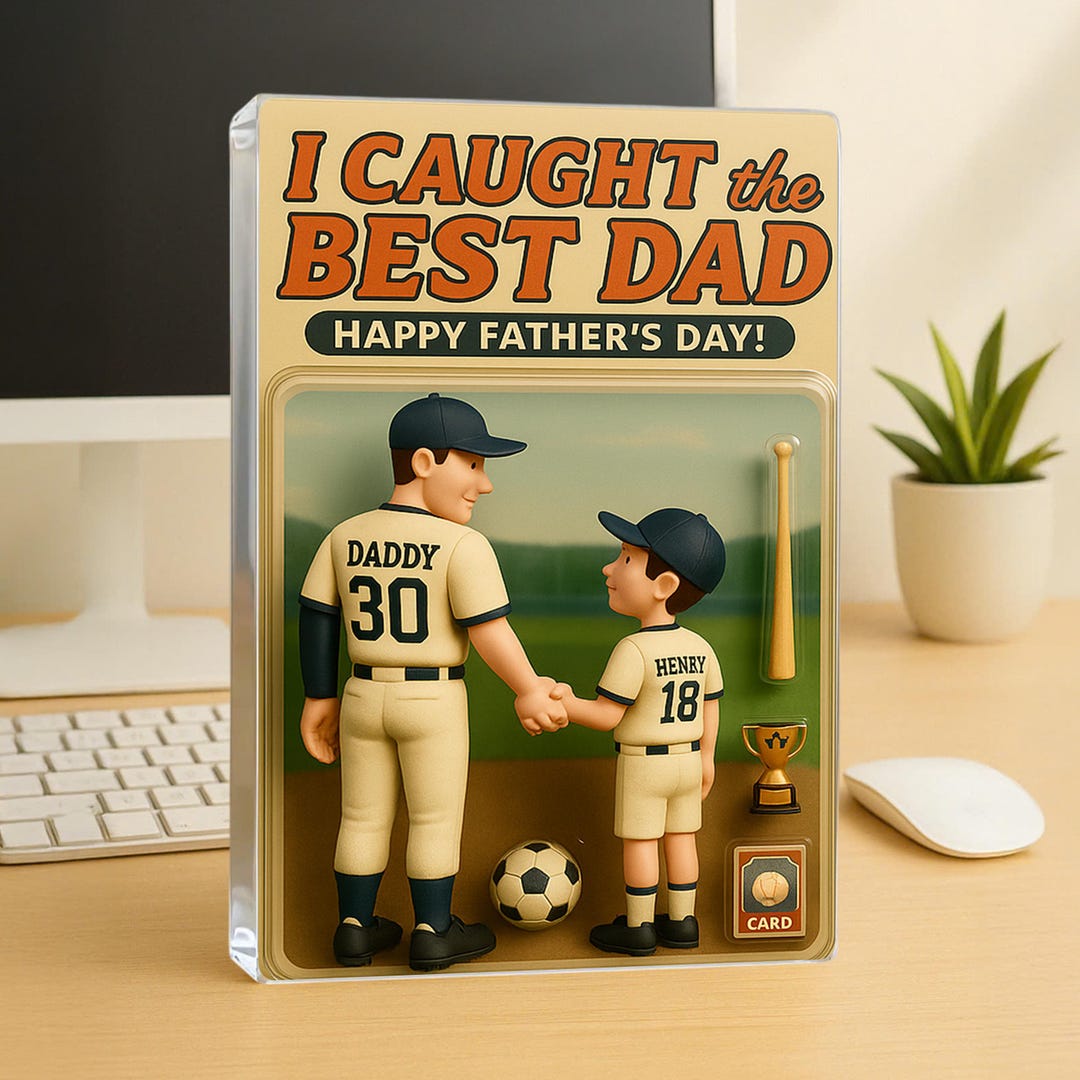 Personalized Baseball Dad Action Figure Plaque, I Caught the Best Dad ...