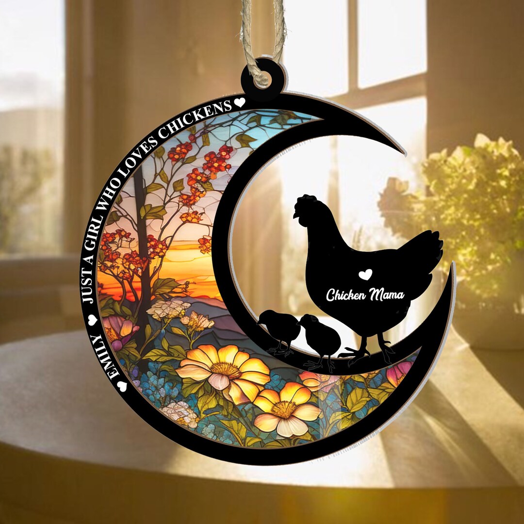 Custom Chicken Suncatcher Ornament, Chicken Memorial Suncatcher ...
