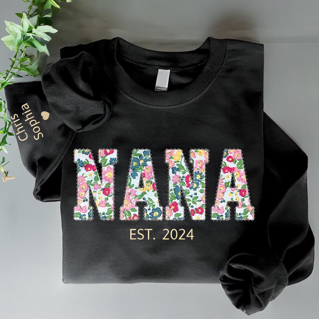 Personalized Embroidered Applique Nana Sweatshirt, Nanasweater, Custom ...