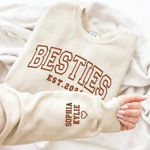 Custom Embroidered Besties Hoodie, Personalized Besties Hoodie, Bestie ...