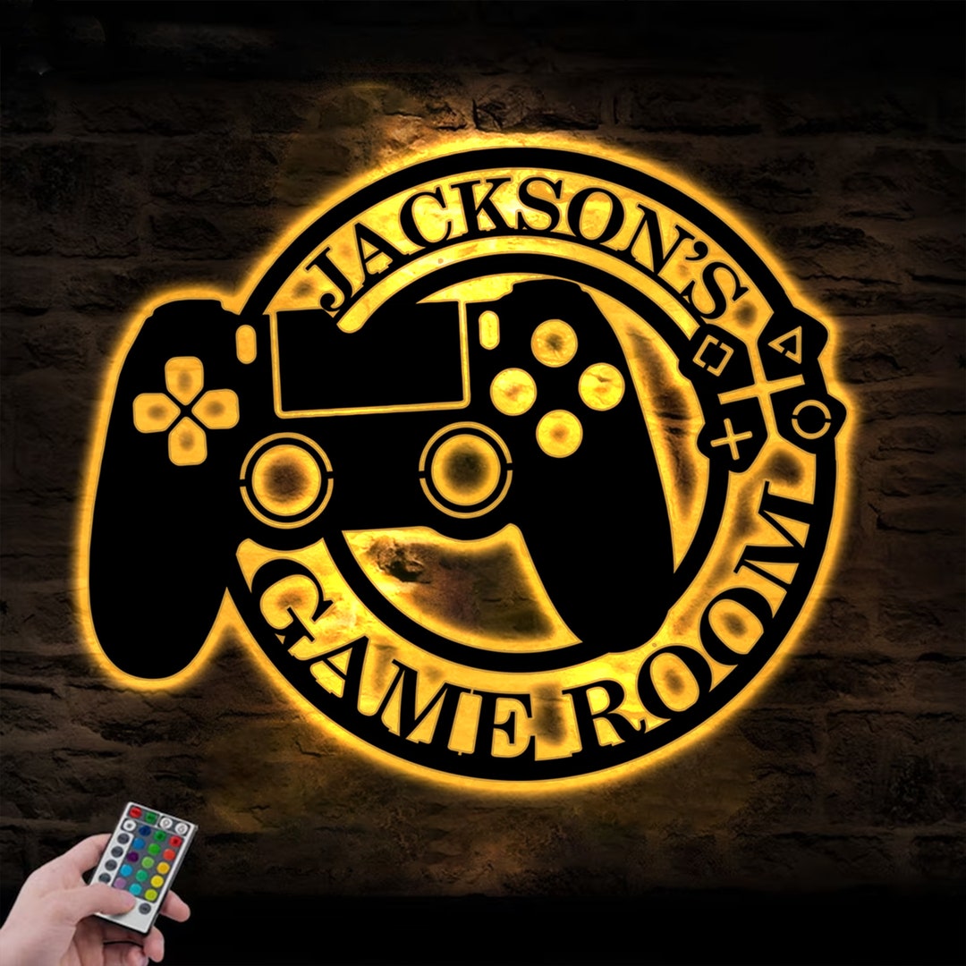 Personalized Game Room Sign With Led Lights, Custom Game Room, Kid Name ...