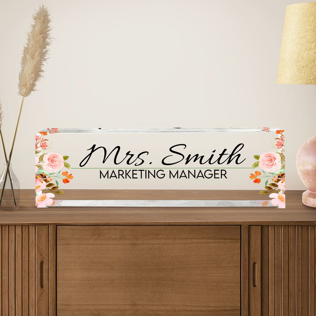 Personalized Office Desk Name Plate Plaque, Acrylic Desk Plate, Teacher ...
