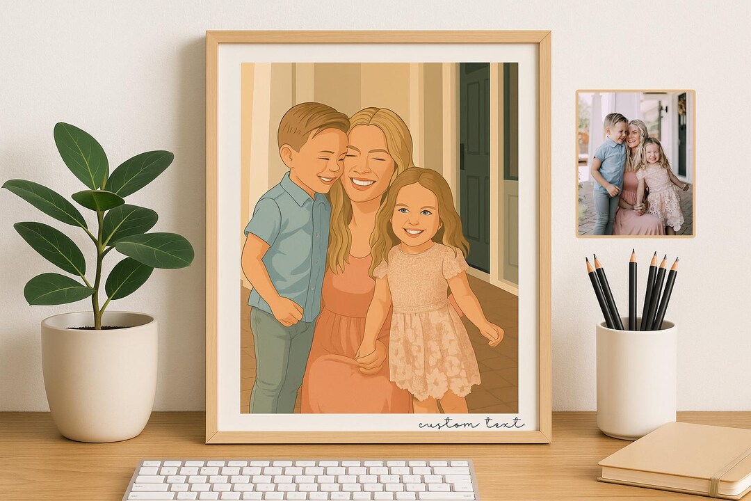 Custom Mom Portrait, Mother’s Day Gift, Faceless Family Illustration ...