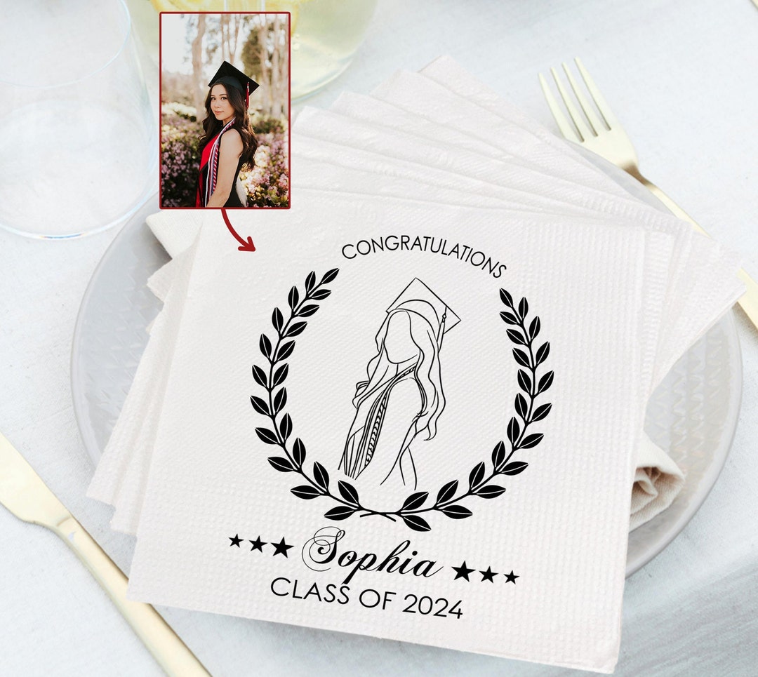 Custom Photo Personalized Graduation Napkins, Class of 2024 Graduation ...
