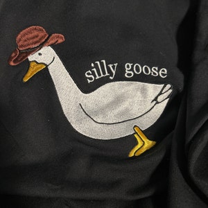 Embroidered Silly Cowboy Goose Sweatshirt, Custom Name Embroidered ...
