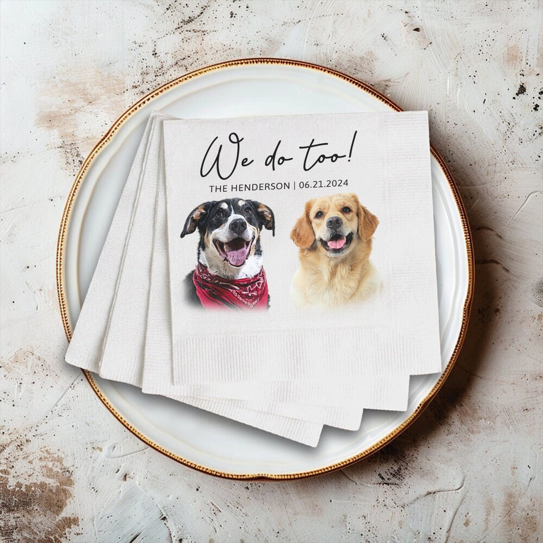 Personalized Dog Wedding Napkins, Custom Pet Cocktail Napkins,custom ...
