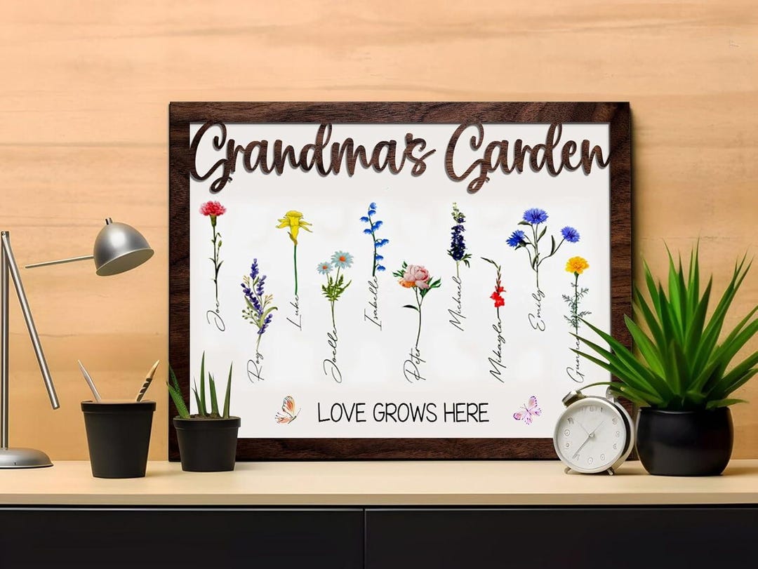 Customized Birth Month Flower Mom Grandma Gift, Custom Birth Flower ...