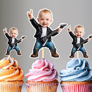 Rockstar Personalized Face Cupcake Toppers – Custom Rock and Roll ...