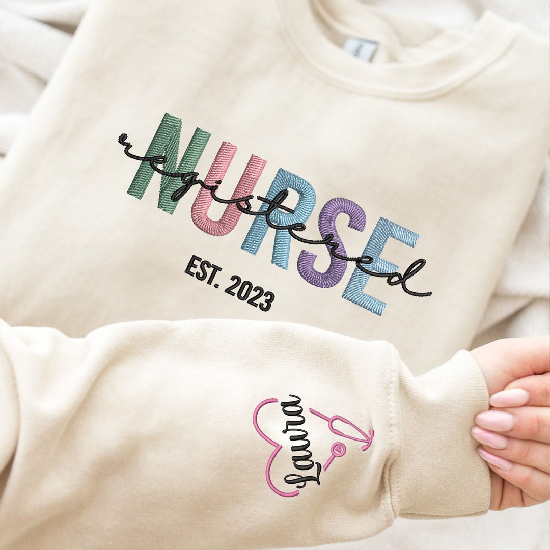 Custom Embroidered Nurse Sweatshirt With Custom Name and Stethoscope on ...
