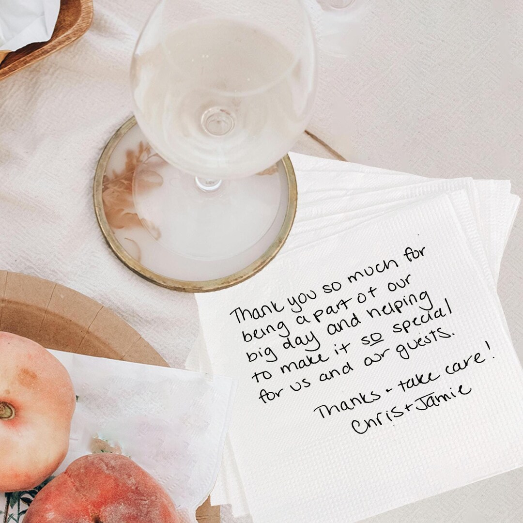Personalized Handwritten Note Paper Napkins Custom Your Handwriting ...