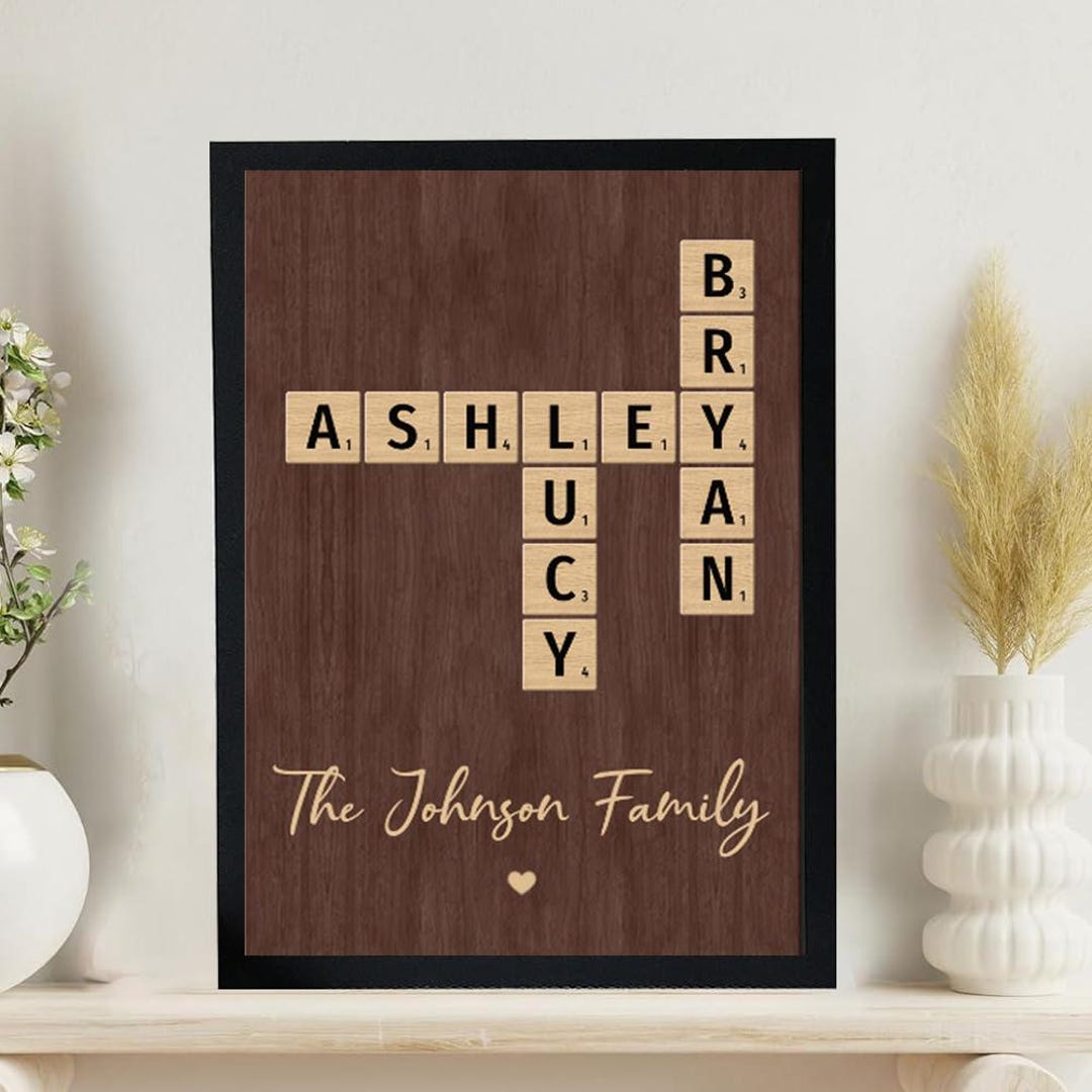 Personalized Our Family Crossword Puzzle Art , Custom Family Name ...