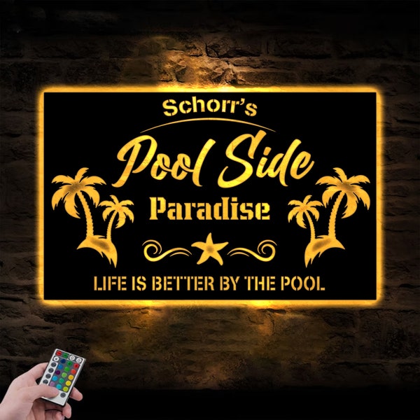Metal Poolside Paradise Sign - Etsy