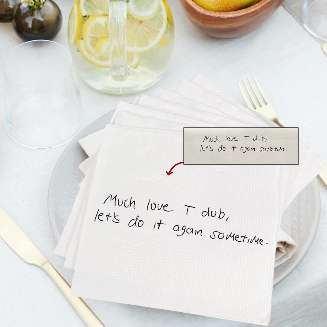 Personalized Handwritten Note Paper Napkins Custom Your Handwriting ...