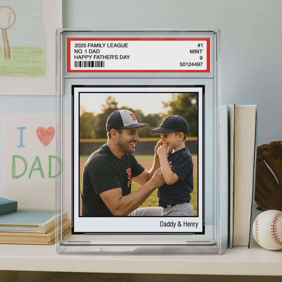 Custom Photo No. 1 Dad Trading Card Vintage Style, Personalized Acrylic ...