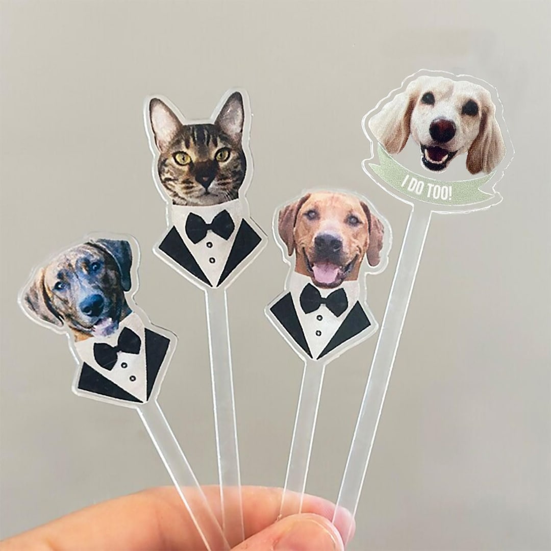 Custom Pet Stir Sticks, Double-sided Dog Wedding Stir Stick, Pet ...