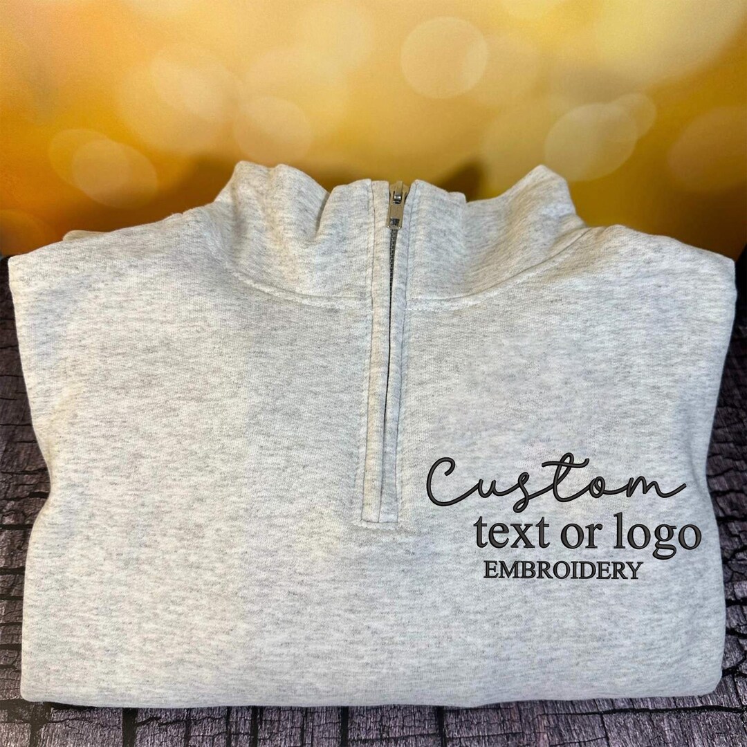 Custom Logo Quarter Zip Sweatshirt – Personalized Left Chest Embroidery ...