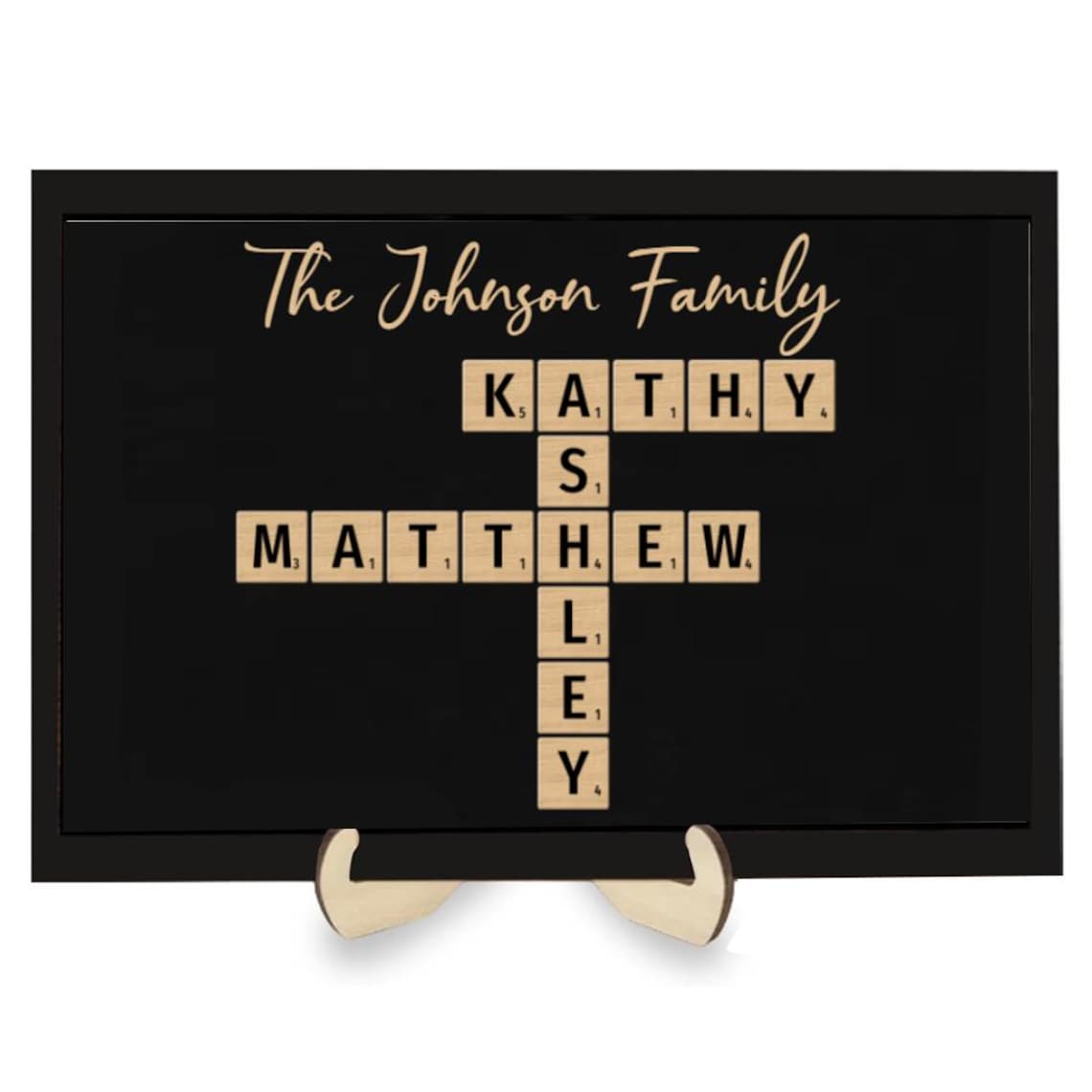 Personalized Our Family Crossword Wooden Plaque, Custom Family Name ...